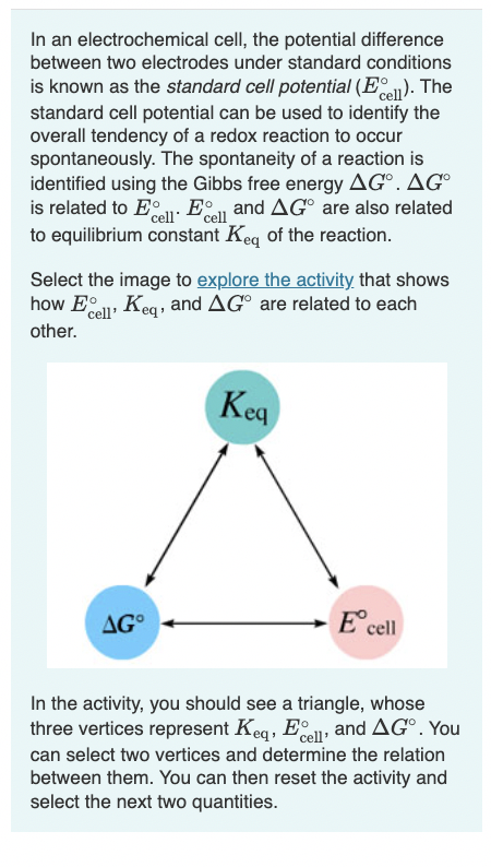 Solved In an electrochemical cell, the potential difference | Chegg.com