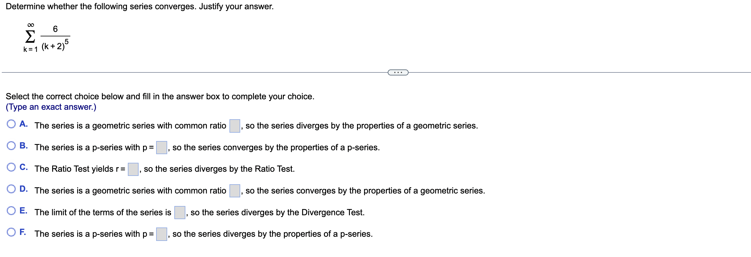 Solved Determine whether the following series converges. | Chegg.com