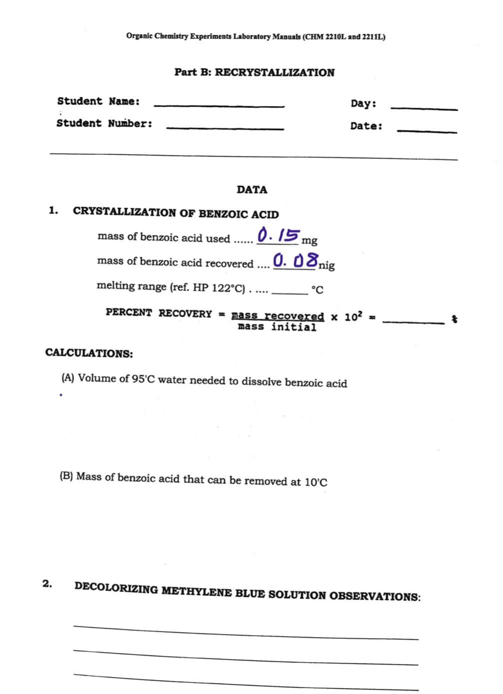 Solved Organic Chemistry Experiments Laboratory Manuals (CHM | Chegg.com