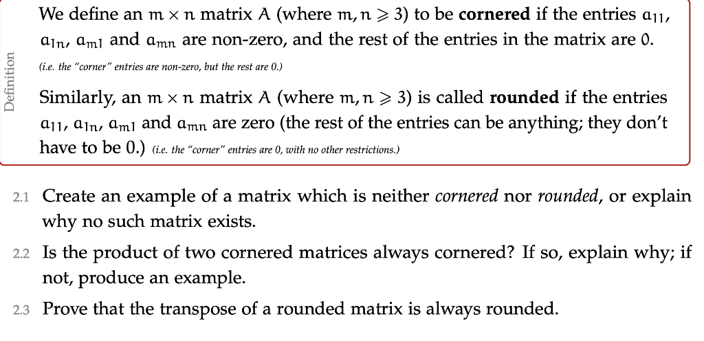 Solved We define an mxn matrix A (where m, n > 3) to be | Chegg.com