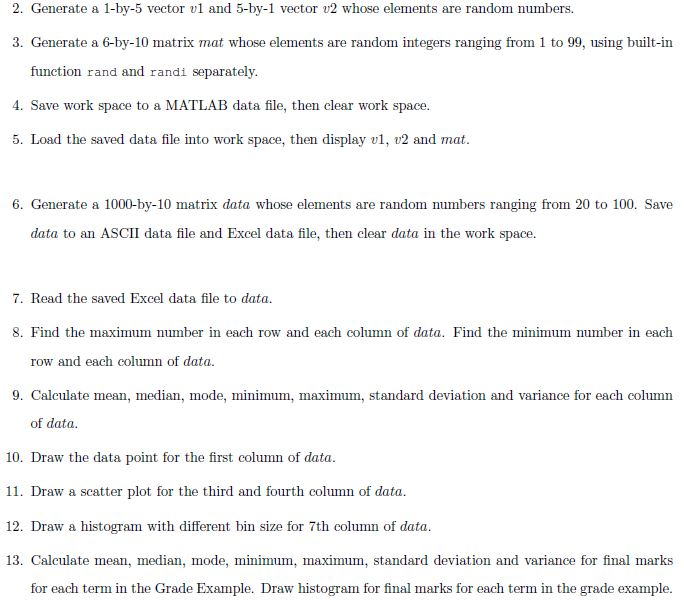 Solved 2. Generate a 1-by-5 vector v1 and 5-by-1 vector v2 | Chegg.com