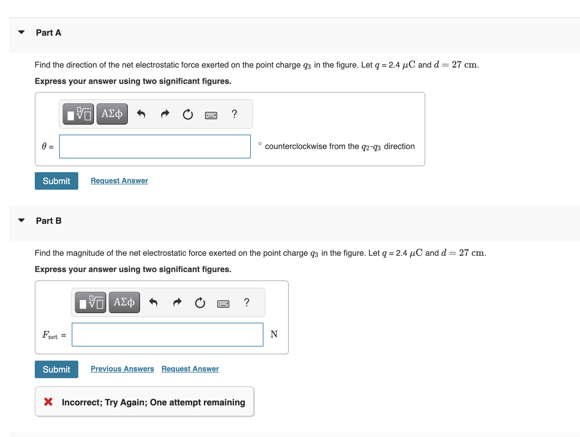 Solved Find the direction of the net electrostatic force | Chegg.com
