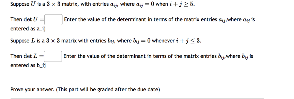 Solved Suppose U is a 3×3 matrix, with entries aij, where | Chegg.com