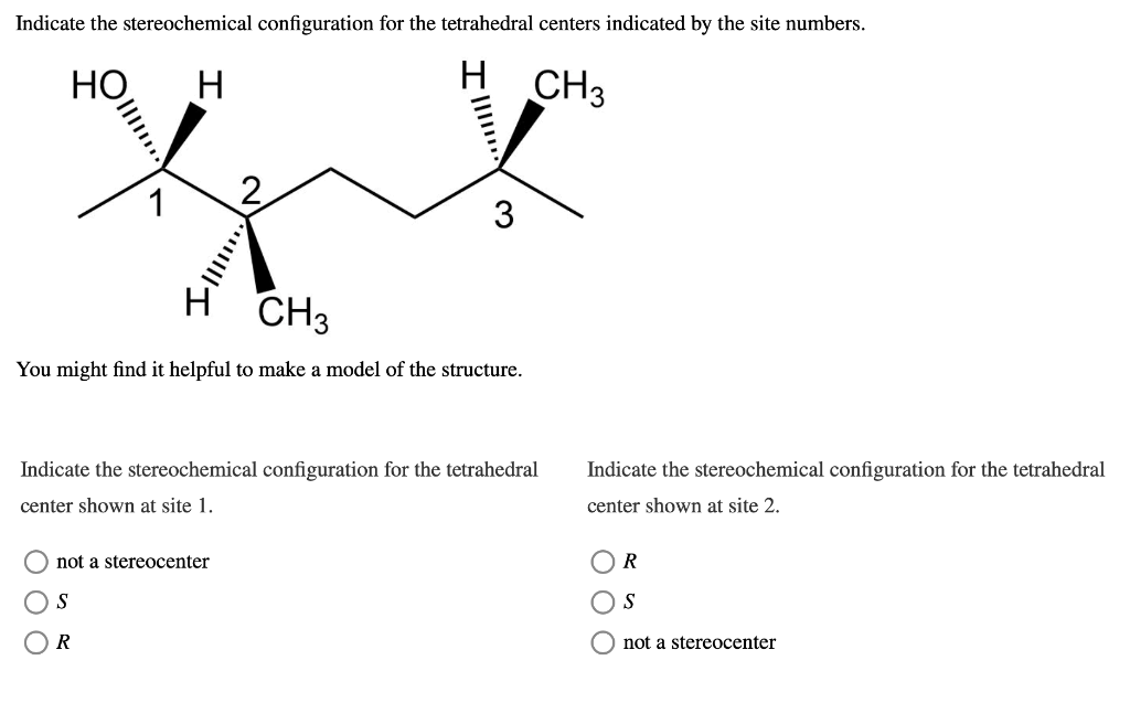 Indicate the stereochemical configuration for the | Chegg.com