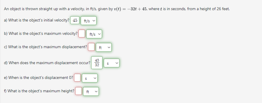 Solved An object is thrown straight up with a velocity, in | Chegg.com