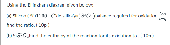 Solved Using the Ellingham diagram given below; (a) Silicon | Chegg.com