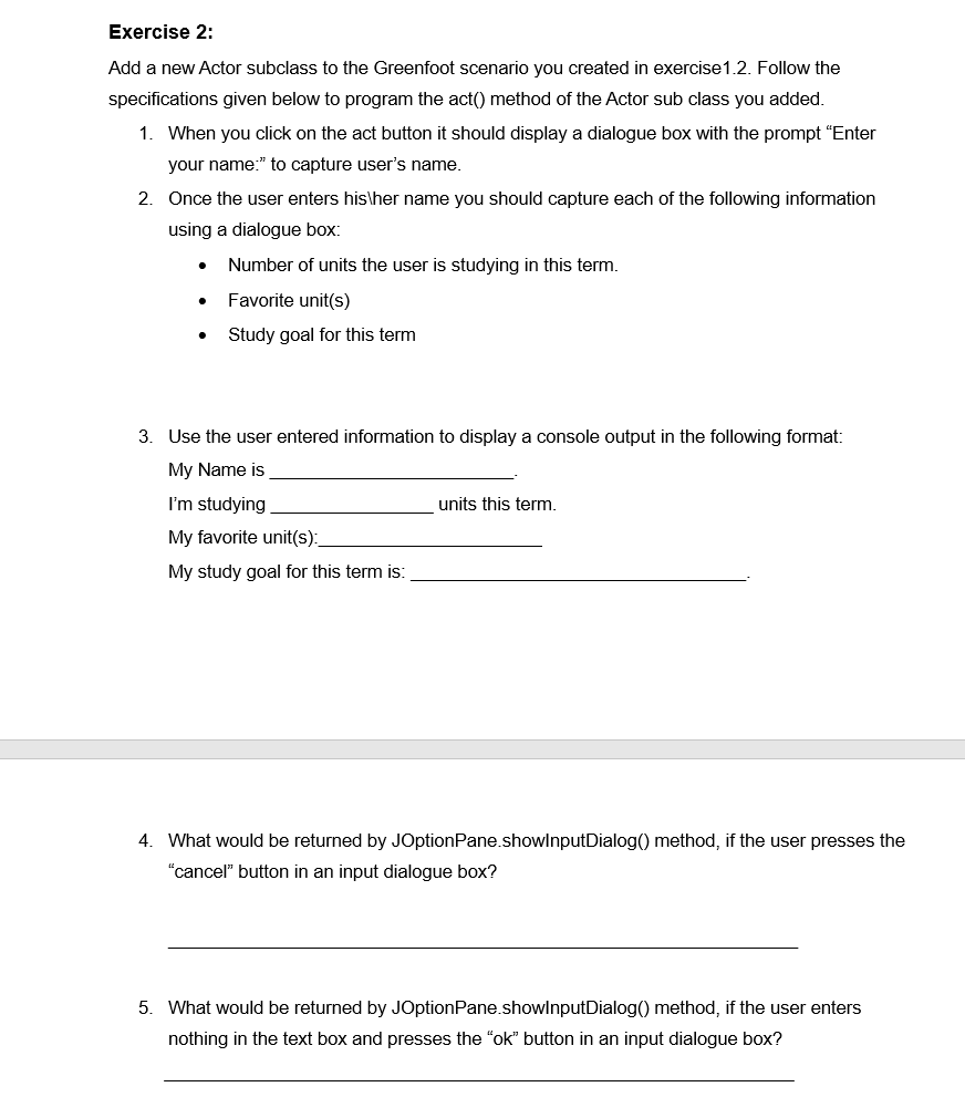 Solved Exercise 2 Add A New Actor Subclass To The Greenfoot 