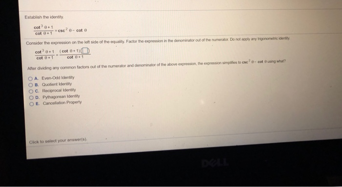Solved Establish the identity cot3 0+1 cot 041 csc -coto | Chegg.com