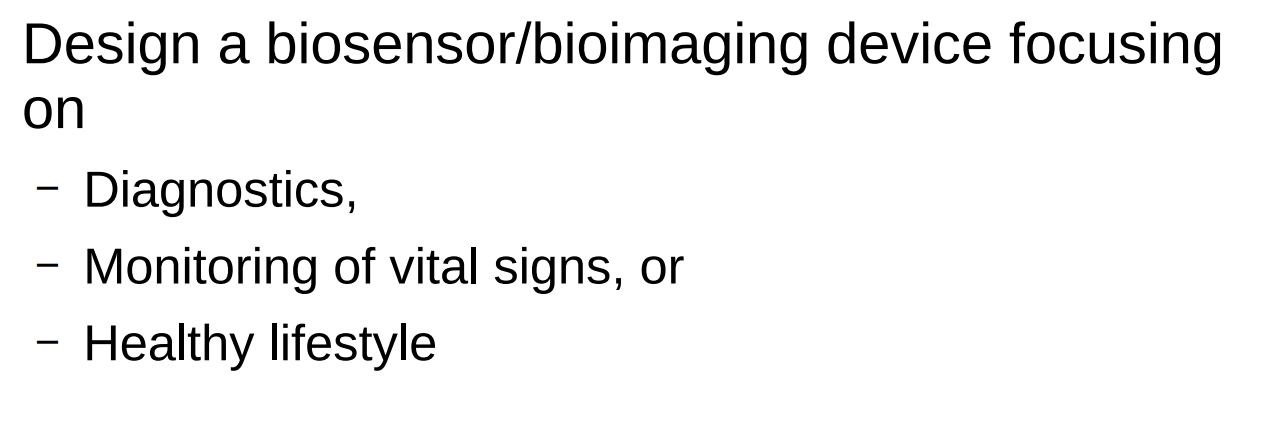 Solved Design a biosensor/bioimaging device focusing on | Chegg.com