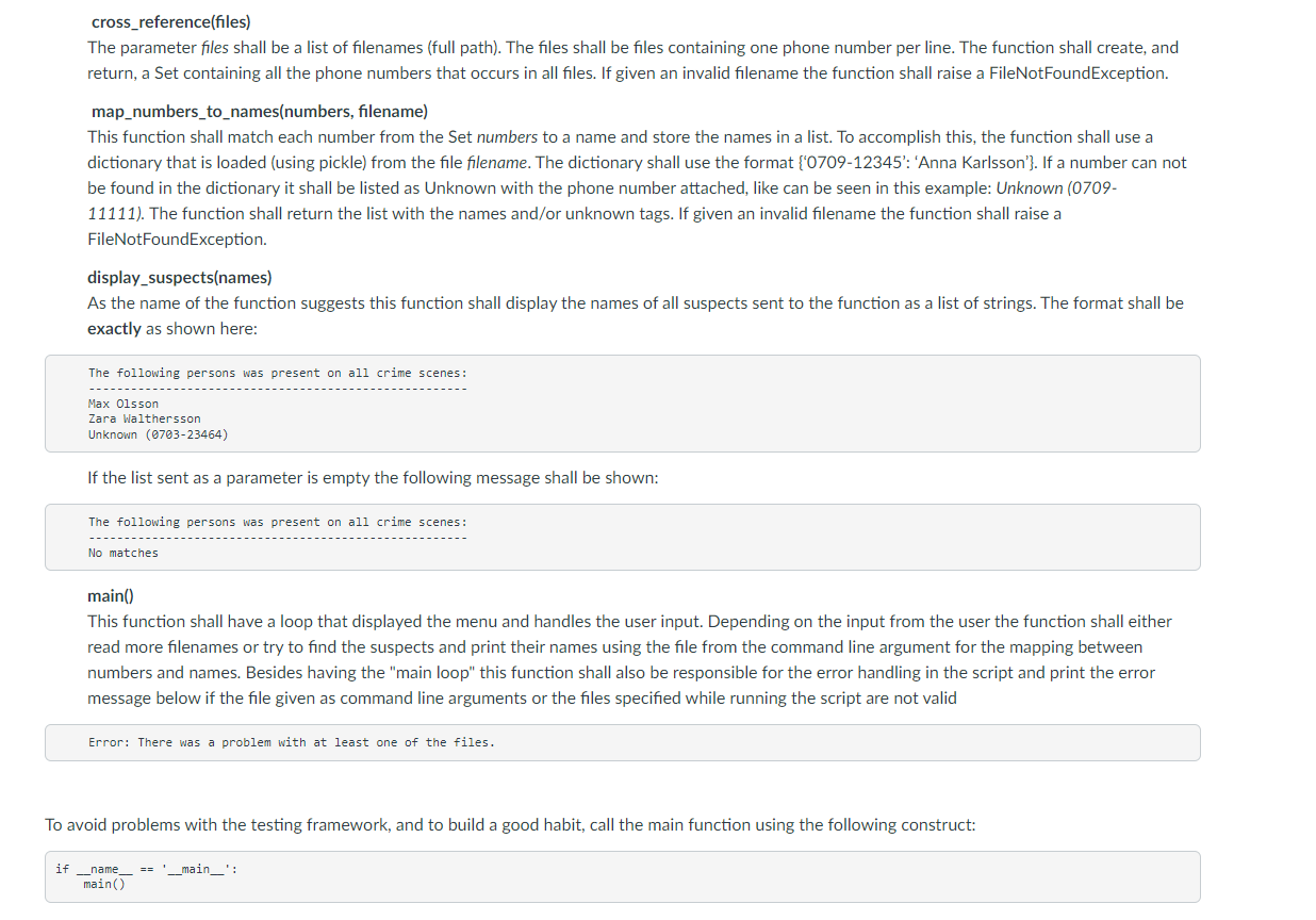 Solved Task description A lot of police investigations start | Chegg.com