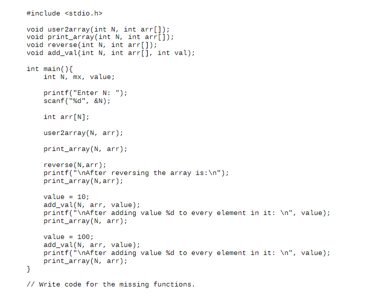 Solved Objective: 1D array processing, reinforce code from | Chegg.com