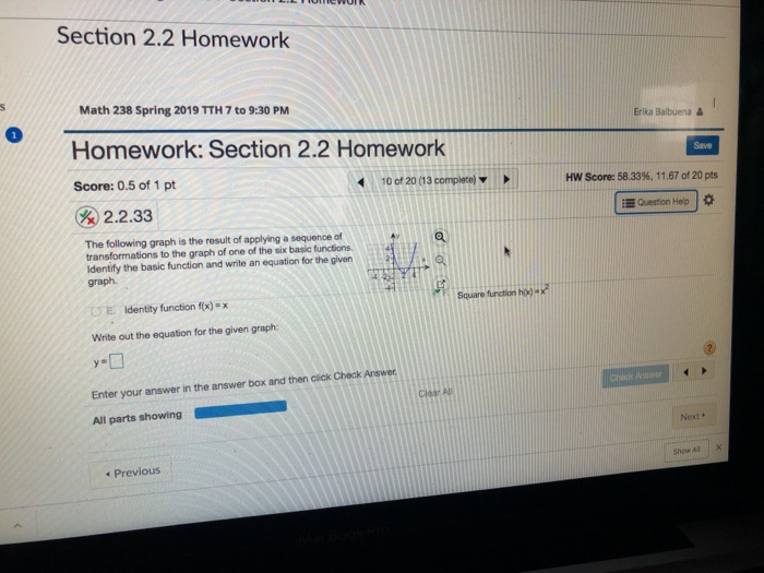 Solved Section 2.2 Homework Math 238 Spring 2019 TTH 7 to | Chegg.com
