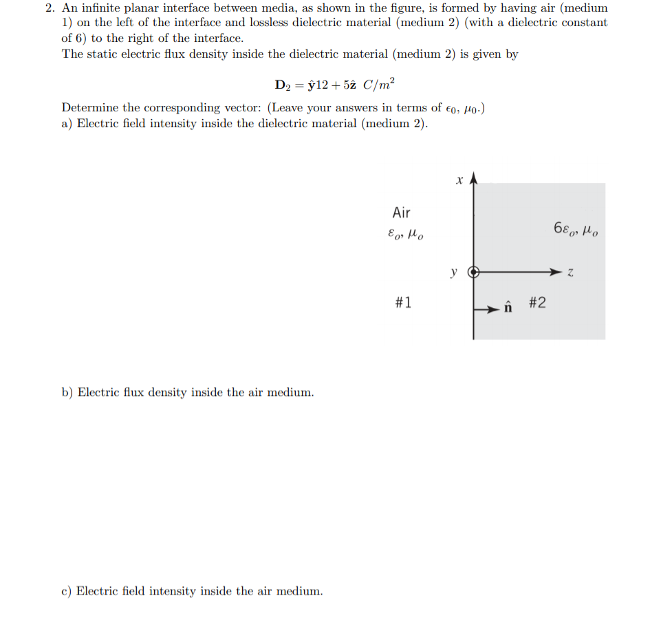 Solved 2. An infinite planar interface between media, as | Chegg.com