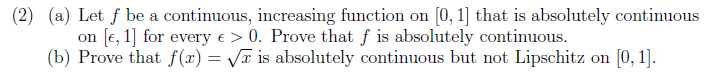 Solved (2) (a) Let f be a continuous, increasing function on | Chegg.com