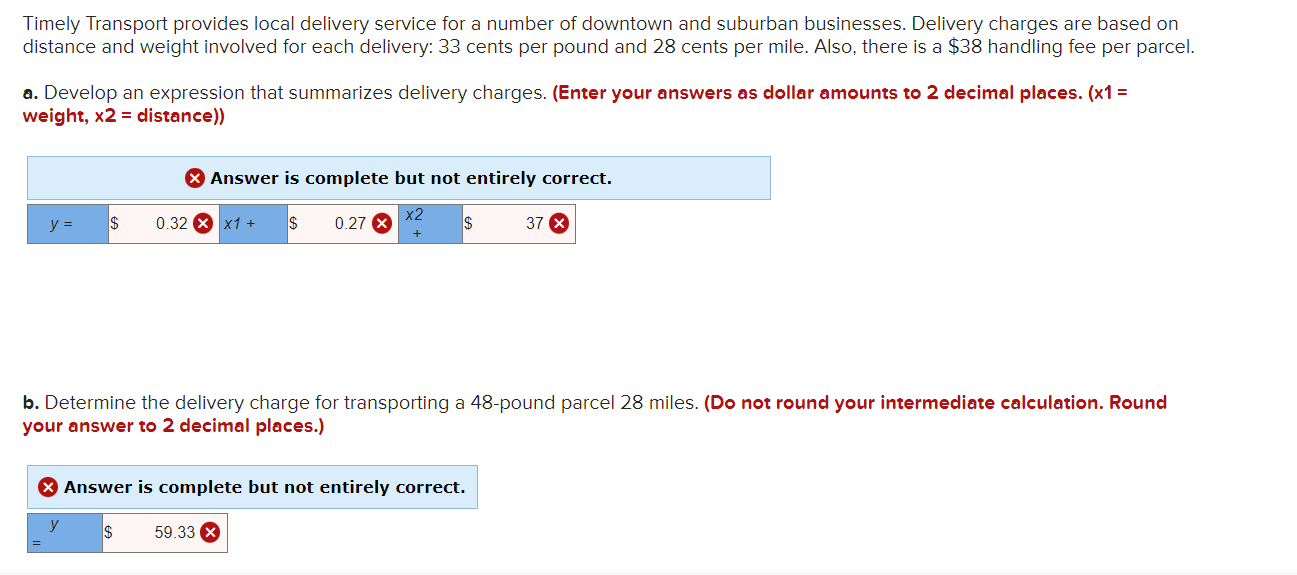 Solved Timely Transport provides local delivery service for | Chegg.com