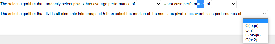 Solved The select algorithm that randomly select pivot x has | Chegg.com