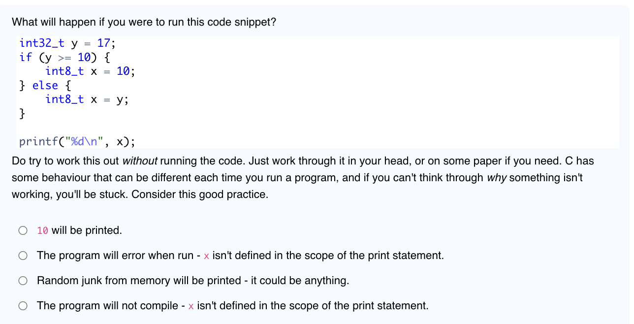 Solved What will happen if you were to run this code | Chegg.com
