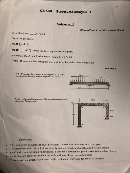 Solved CE 458 Structural Analysis II Assignment 5 Show all | Chegg.com