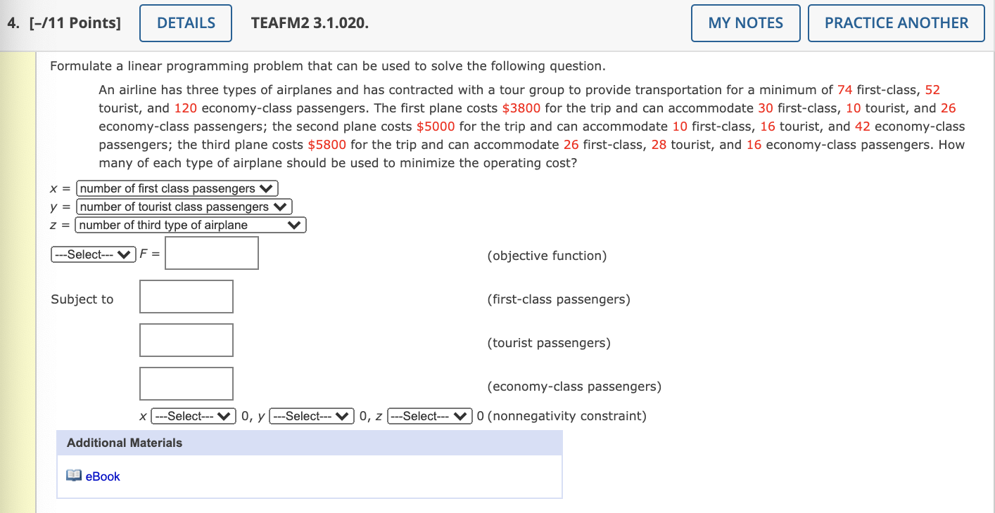Solved Formulate a linear programming problem that can be | Chegg.com