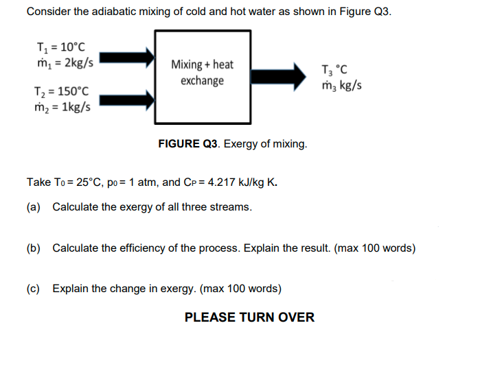 Solved Consider the adiabatic mixing of cold and hot water | Chegg.com