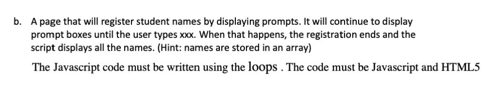 Solved b. A page that will register student names by | Chegg.com