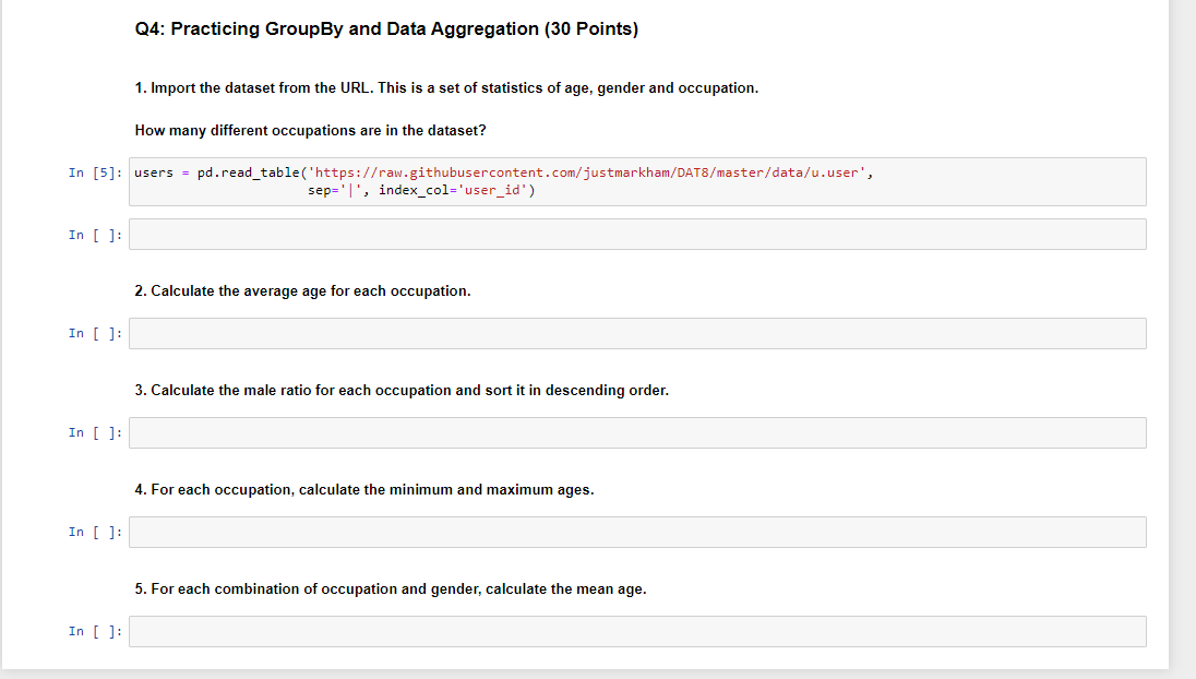 Solved Q4: Practicing Group By and Data Aggregation (30 | Chegg.com