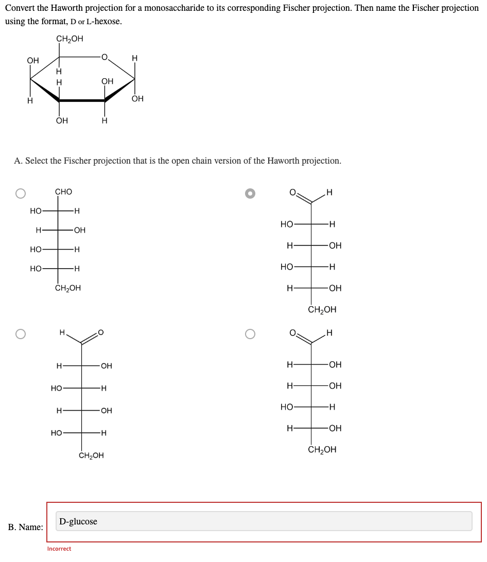 Solved Convert the Haworth projection for a monosaccharide | Chegg.com