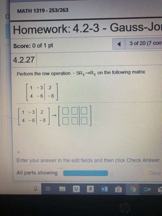 Solved MATH 1319-253/263 Homework: 4.2-3 - Gauss-Jor 3 of 20 | Chegg.com