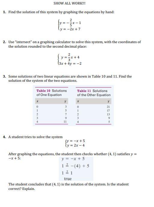 Solved 1. Find the solution of this system by graphing the | Chegg.com