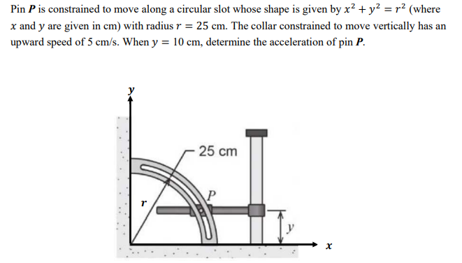 Solved Pin P is ﻿constrained to ﻿move along a circular slot | Chegg.com
