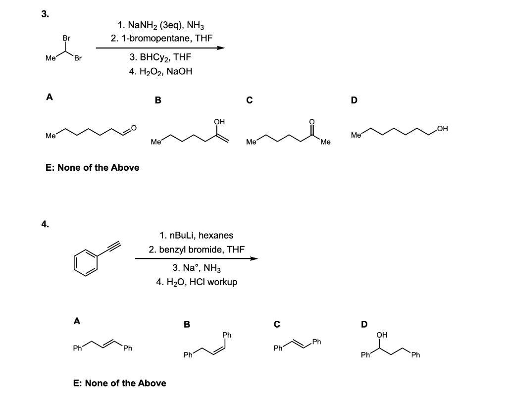 Solved 1. NaNH2 (3eq), NH3 2. 1-bromopentane, THF Br Me Br | Chegg.com