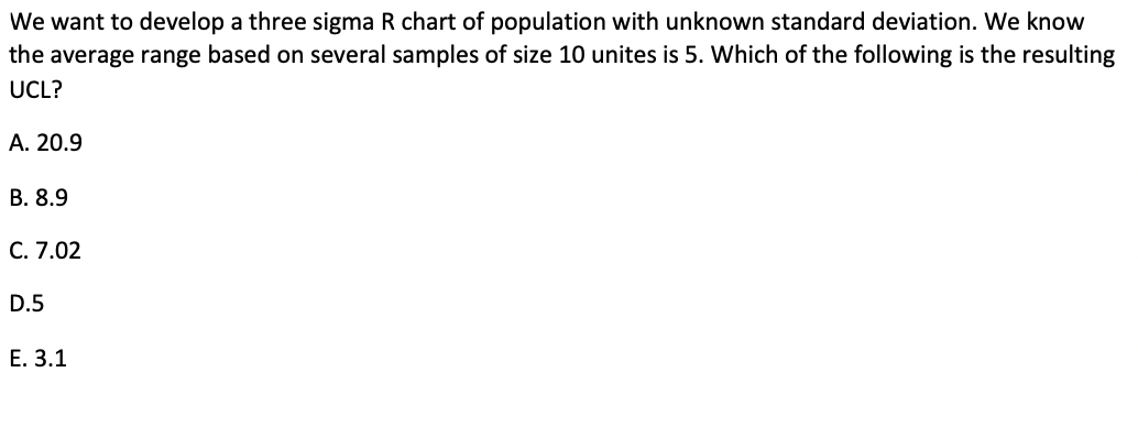 Solved We want to develop a three sigma R chart of | Chegg.com
