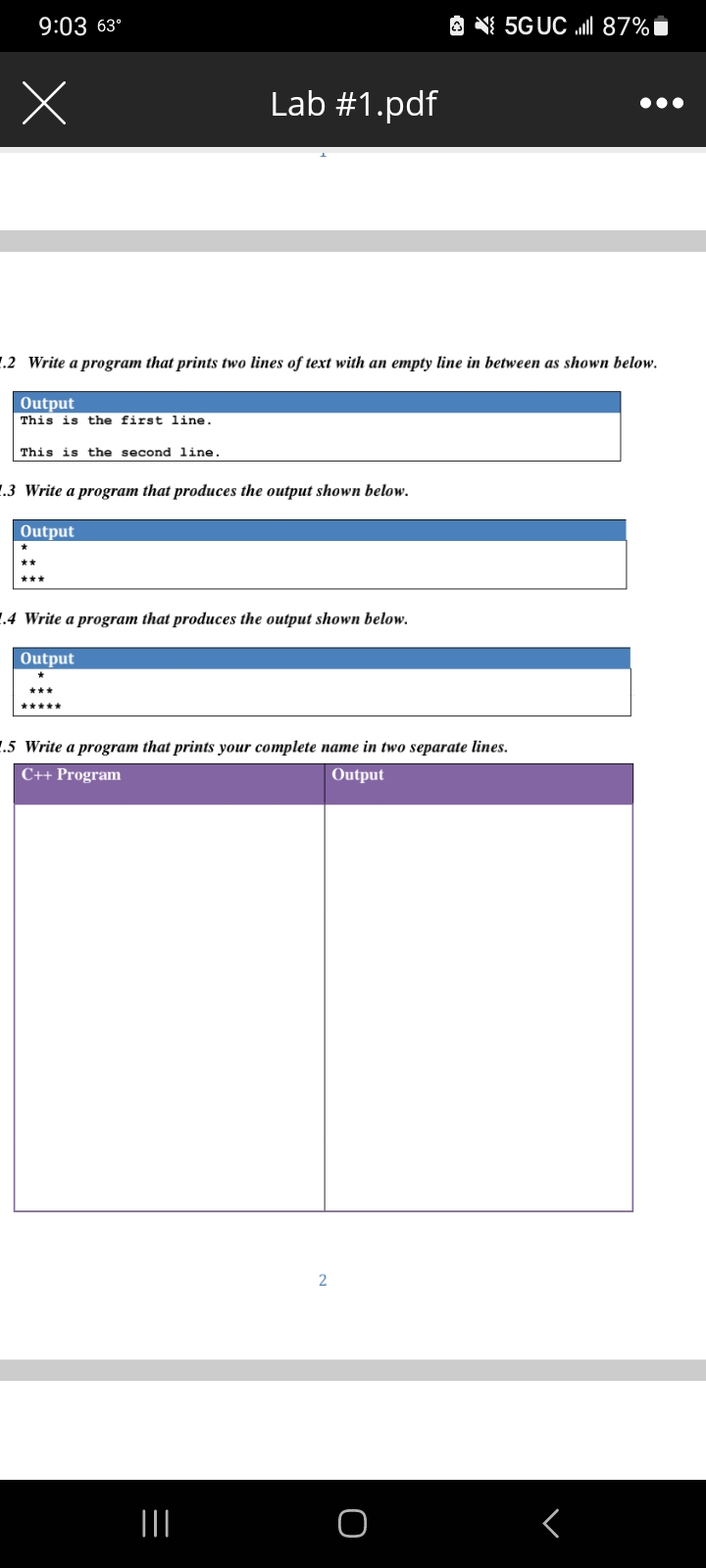 Solved .2 Write a program that prints two lines of text with | Chegg.com Solved .2 Write a program that prints two lines of text with | Chegg.com