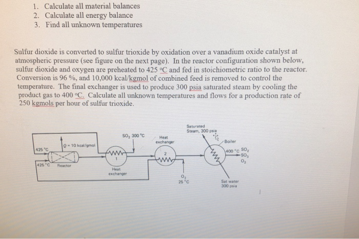 1. Calculate all material balances 2. Calculate all | Chegg.com
