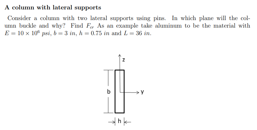 Solved A column with lateral supports Consider a column with | Chegg.com