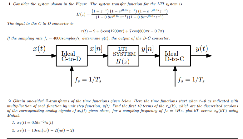 2 ﻿Obtain one-sided Z-transforms of the time | Chegg.com