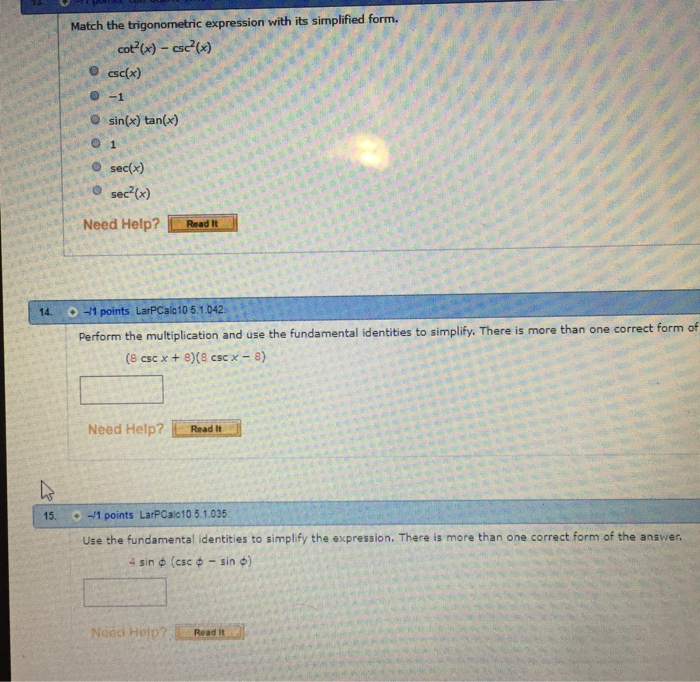 Solved Match the trigonometric expression with its | Chegg.com