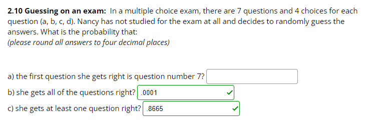Solved 2.10 Guessing on an exam: In a multiple choice exam, | Chegg.com