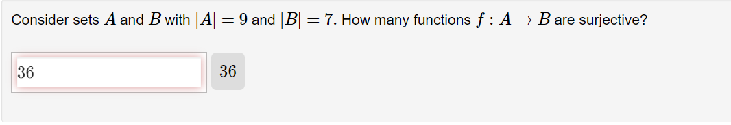 Solved Consider sets A and B with ∣A∣=9 and ∣B∣=7. How many | Chegg.com