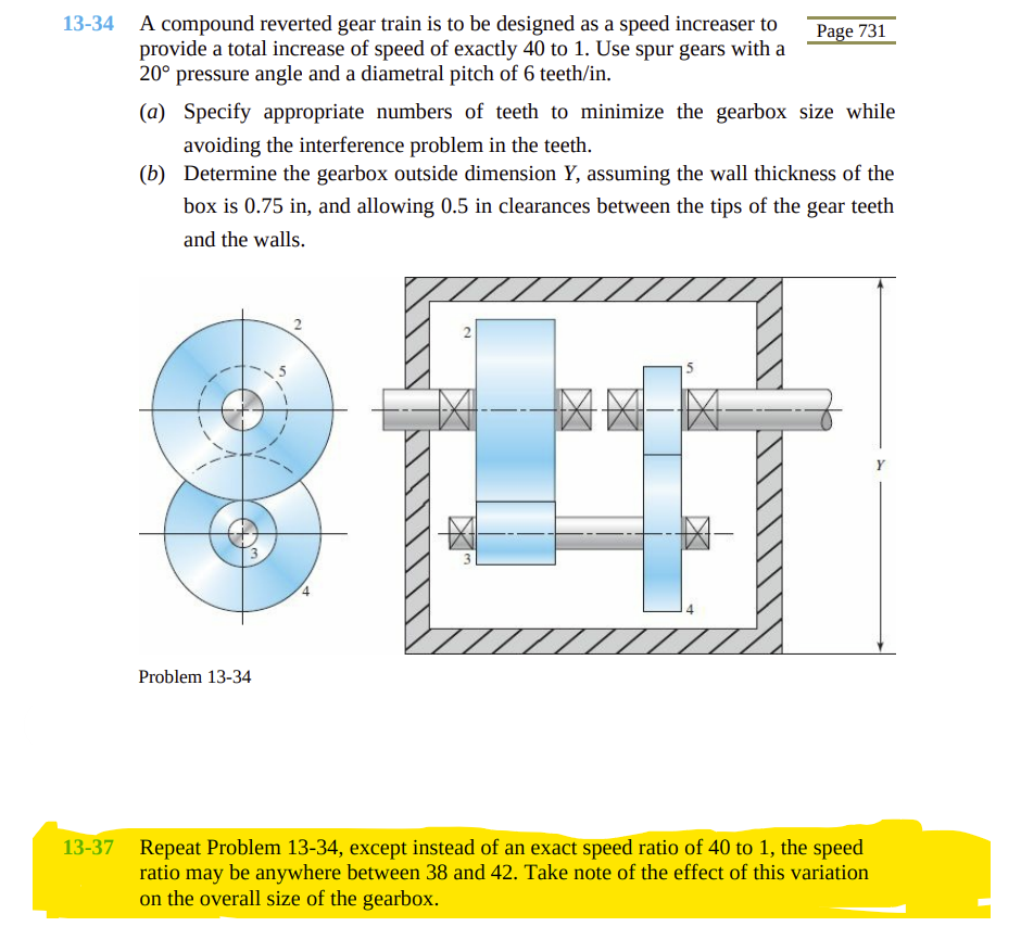 Solved 3-34 A compound reverted gear train is to be designed | Chegg.com