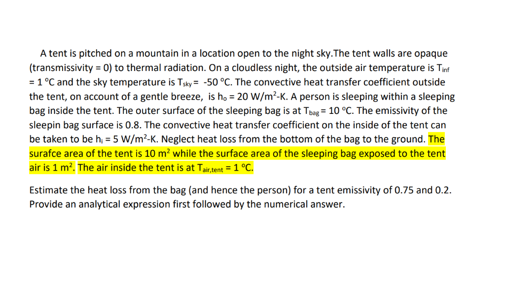 A tent is pitched on a mountain in a location open to | Chegg.com