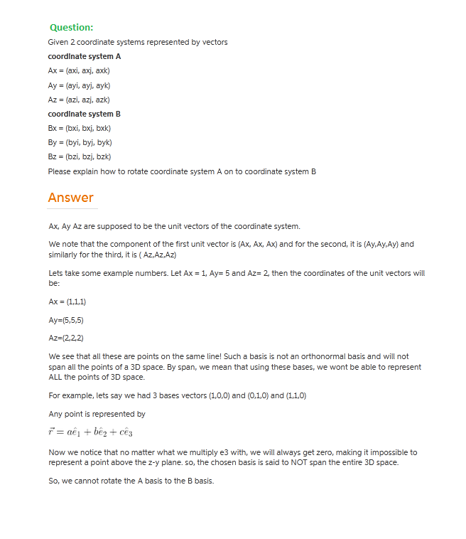 Solved Question: Given 2 coordinate systems represented by | Chegg.com