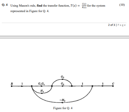 Solved C(s) for the system (10) Q. 4 Using Mason's rule, | Chegg.com
