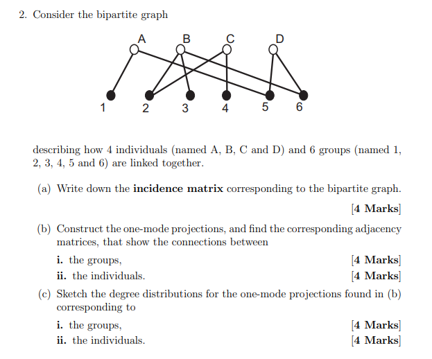 2. Consider the bipartite graph 1 2 3 5 describing | Chegg.com