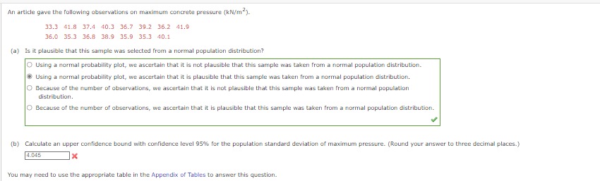 Solved An article gave the following observations on maximum | Chegg.com