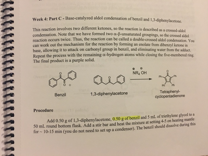 Solved Week 4: Part C- Base-catalyzed aldol condensation of | Chegg.com