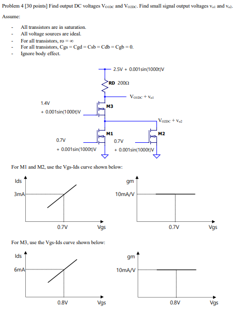 Solved Problem 4 [30 points] Find output DC voltages VO1DC | Chegg.com