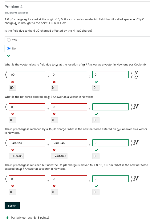 Solved Problem 4 5/13 points (graded) A6 C charge q1 located | Chegg.com