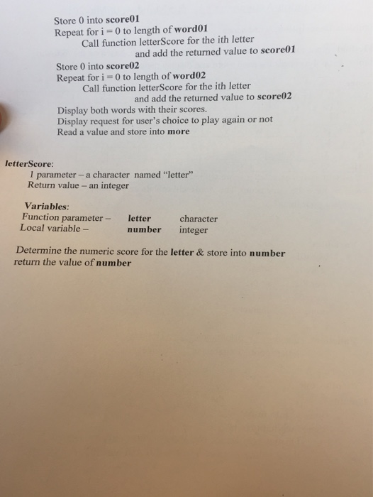 Solved Problem Description: word score Method: input two | Chegg.com