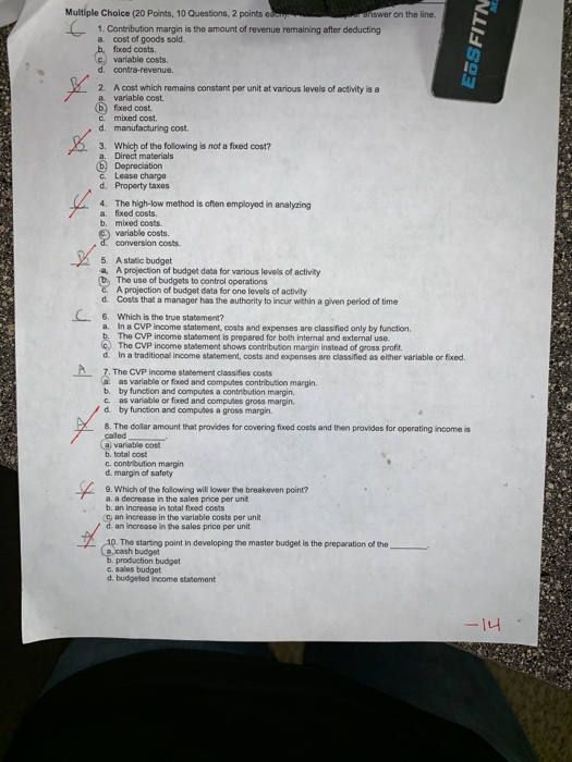 Solved Multiple Choice (20 Points,10 Questions, 2 points | Chegg.com